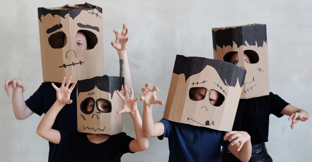 DIY Halloween Paper Plate Masks - Activities when kids are bored